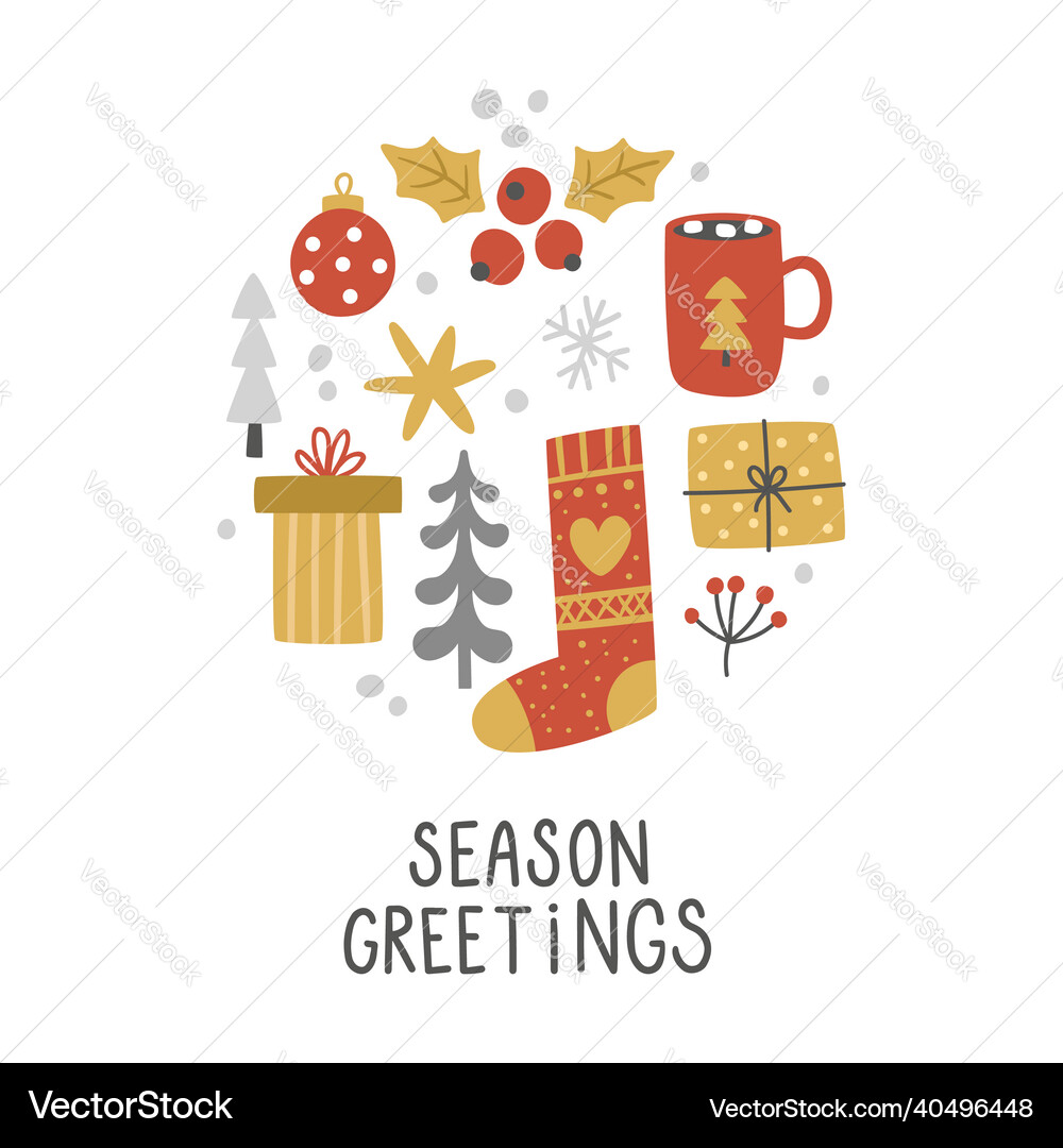 Christmas greeting card and lettering text Vector Image