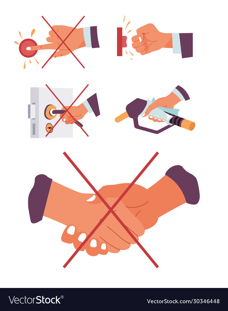 Coronavirus dos and donts avoid contact Royalty Free Vector