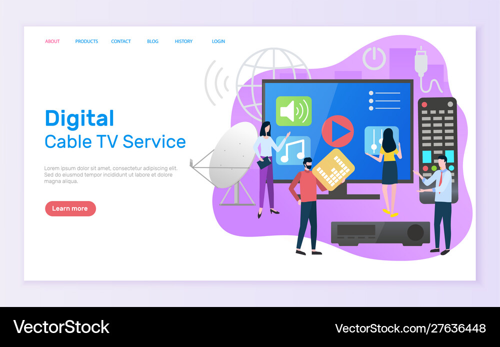 Digital cable tv service people with television Vector Image