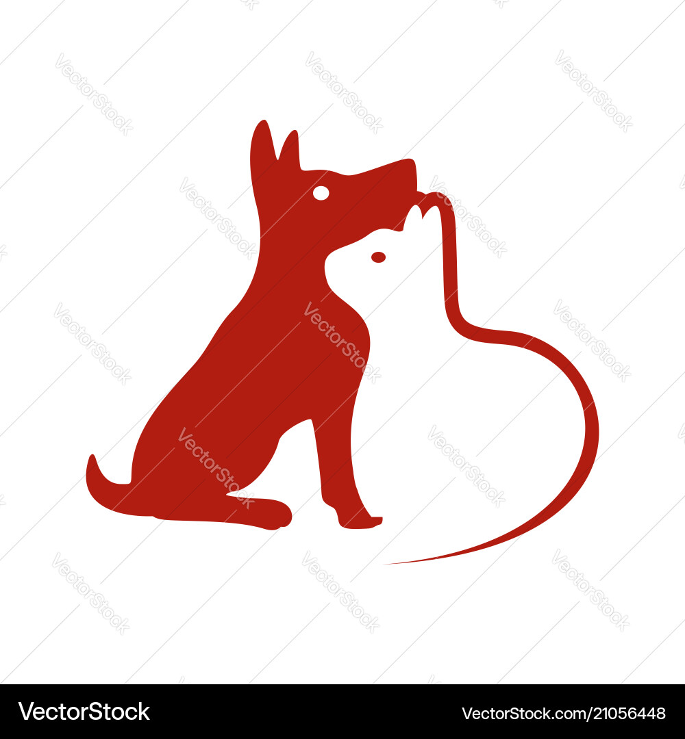 Dog and cat negative space symbol logo design Vector Image