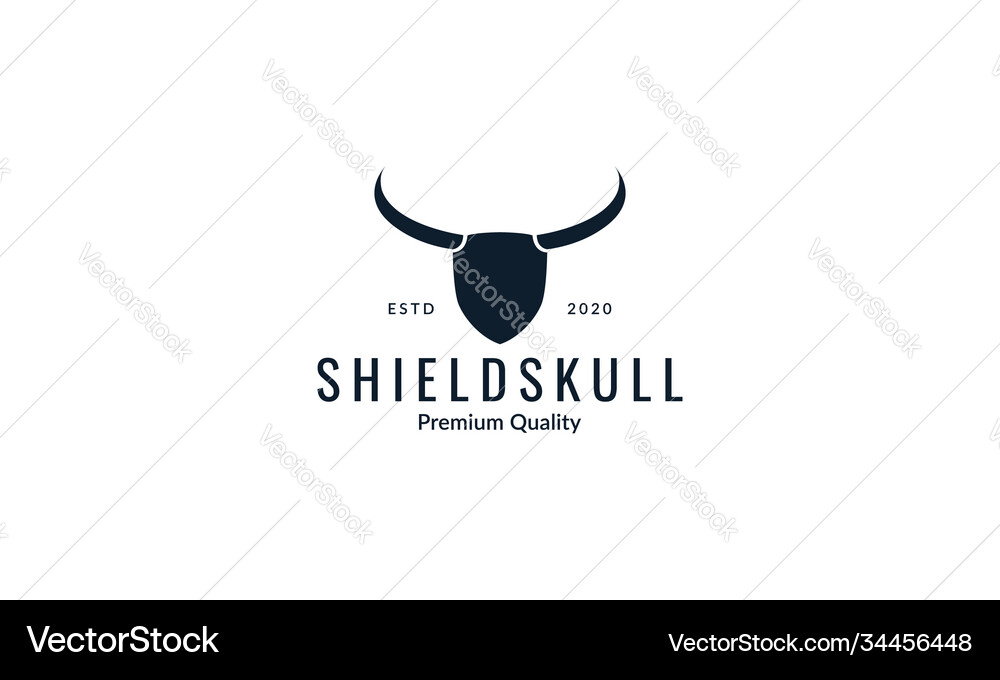 Horn cow or bull bison buffalo with shield Vector Image