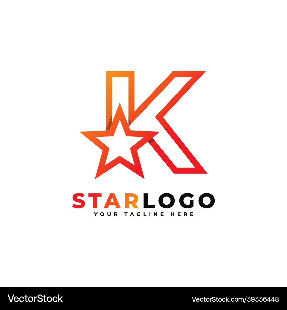 Letter k star logo linear style orange color Vector Image