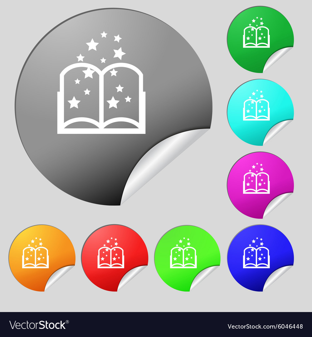 Magic book sign icon open symbol set of eight Vector Image