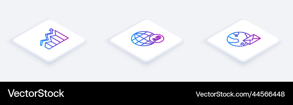 Set isometric line financial growth increase Vector Image