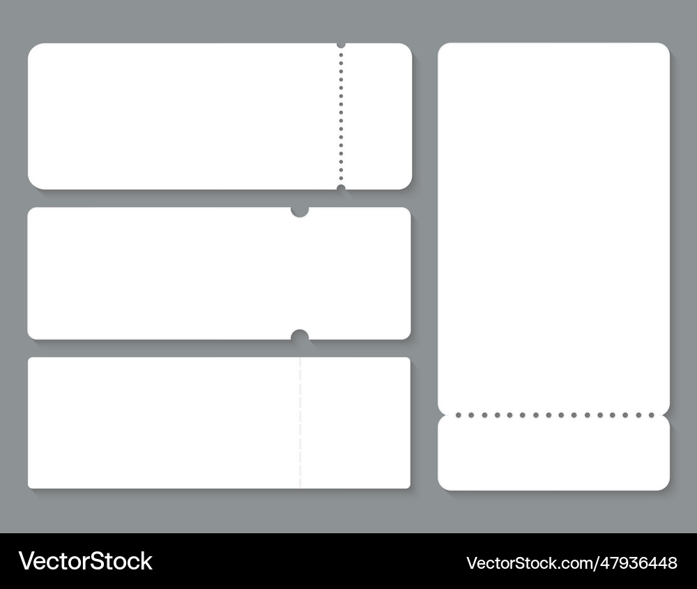 Set of blank ticket mockup template realistic Vector Image