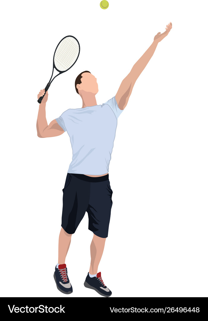 Tennis player with ball and racket flat Royalty Free Vector