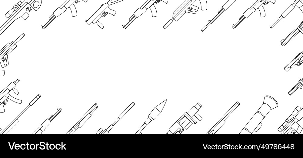 Weapons horizontal outline banner military Vector Image