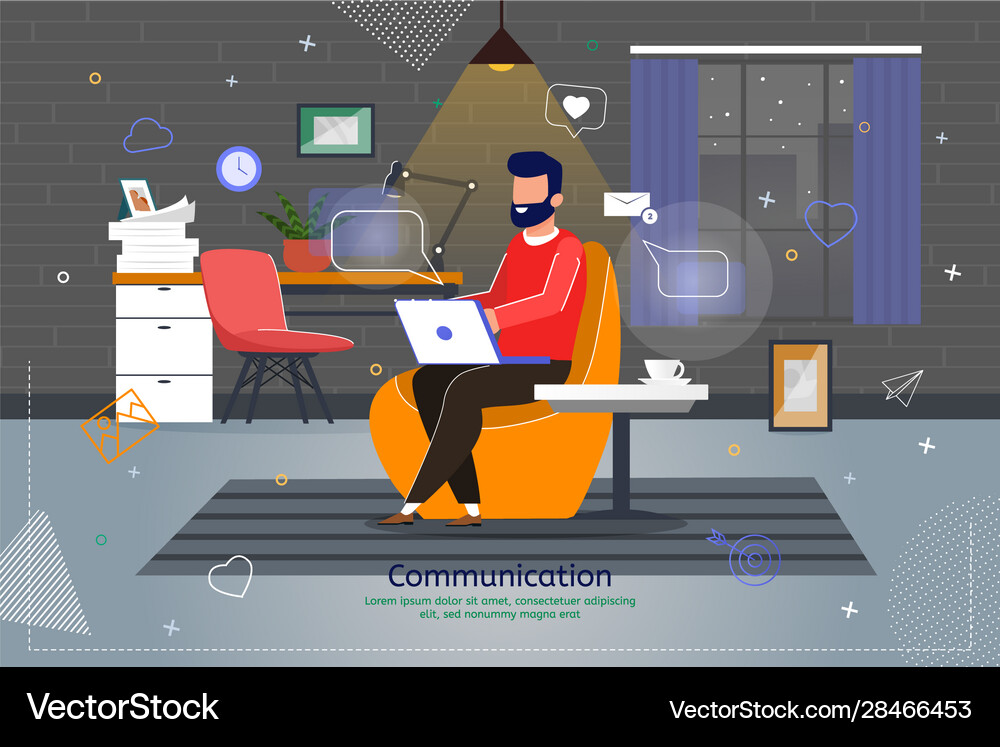 Business online communication flat banner Vector Image