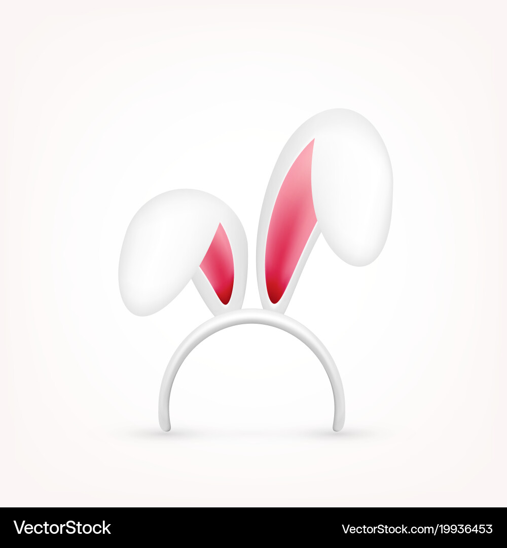 Easter bunny ears pink and white mask with rabbit Vector Image