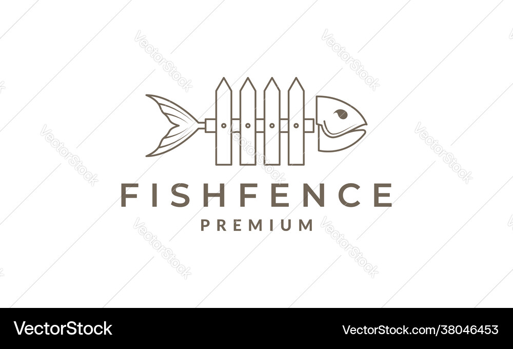 Fence yard lines with fish bone logo symbol icon Vector Image