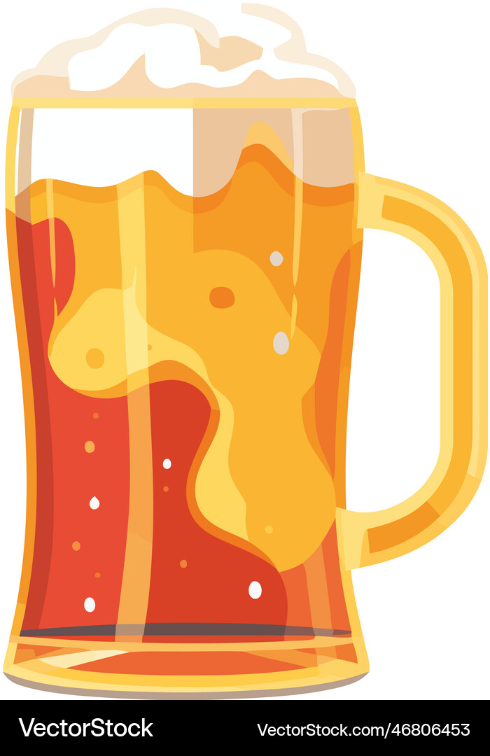Frothy beer in a yellow pint glass Royalty Free Vector Image