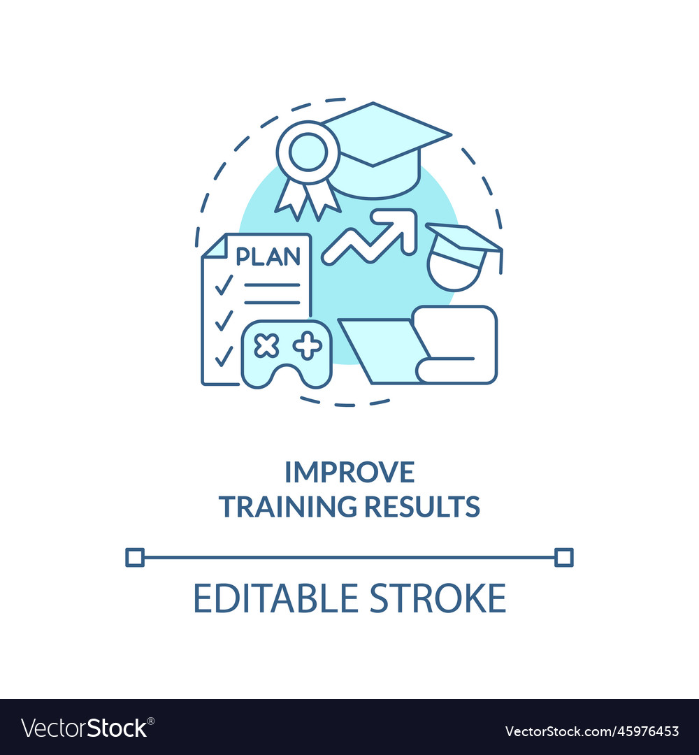 Improve training results turquoise concept icon Vector Image