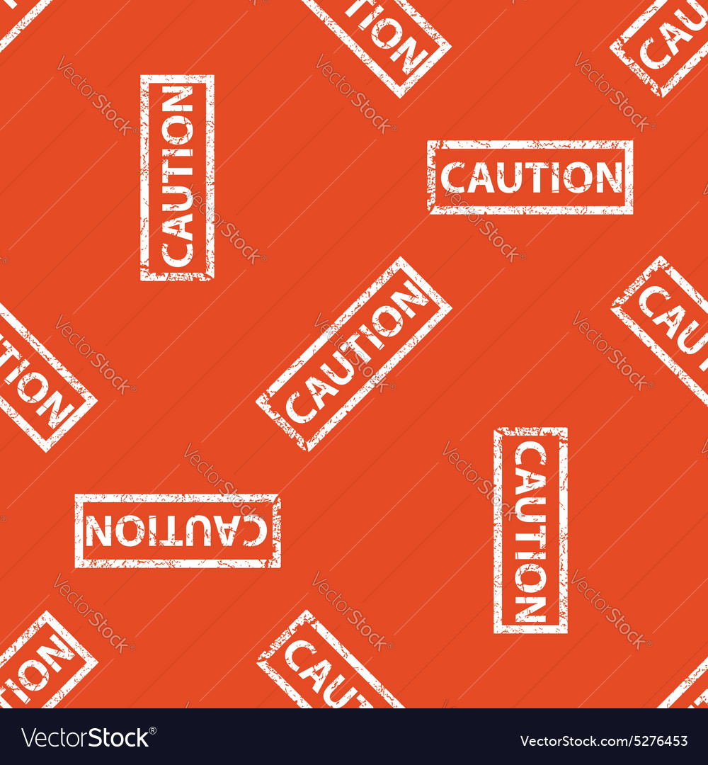 Orange caution stamp pattern Royalty Free Vector Image