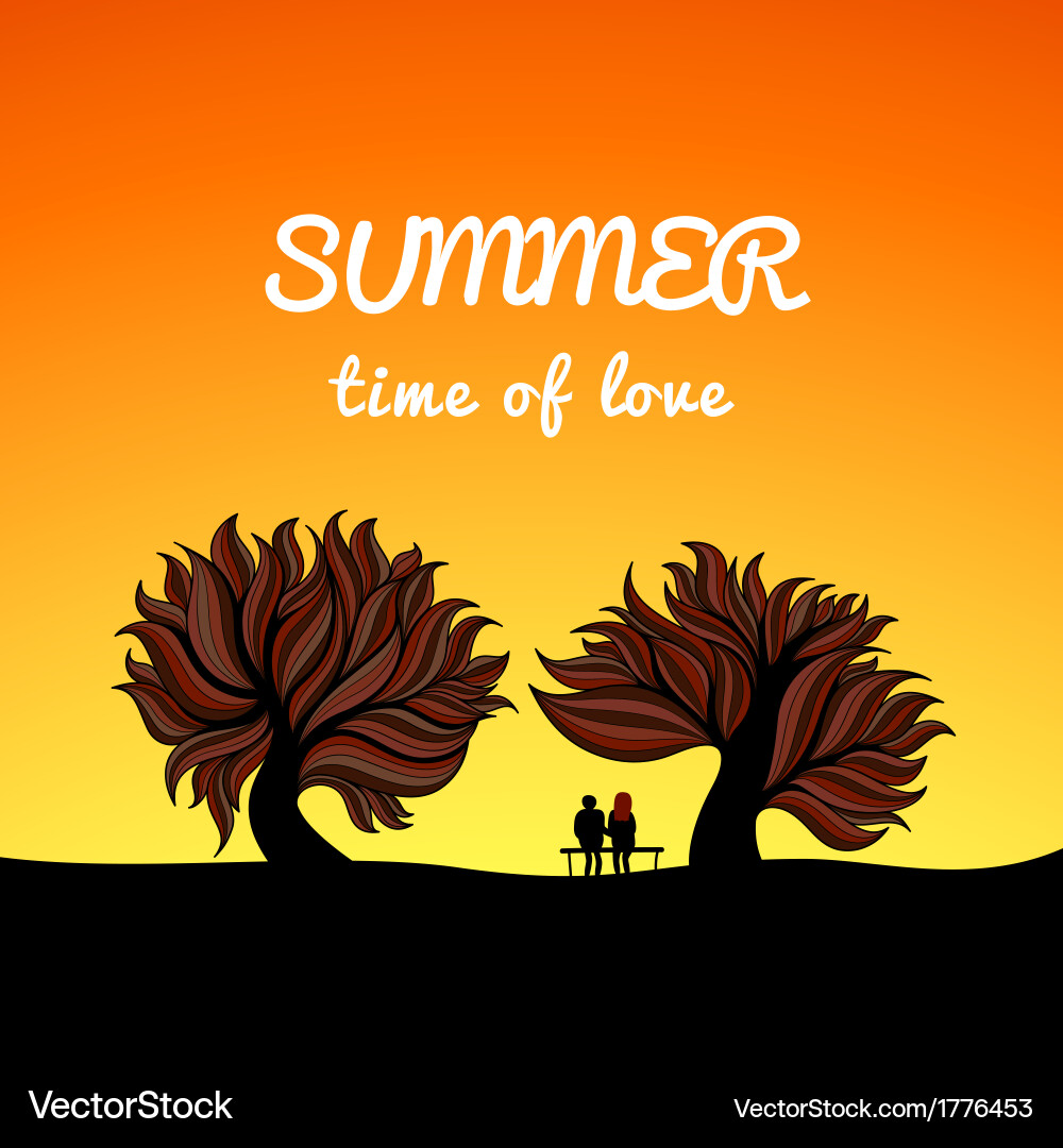 Poster summer landscape style love theme Vector Image
