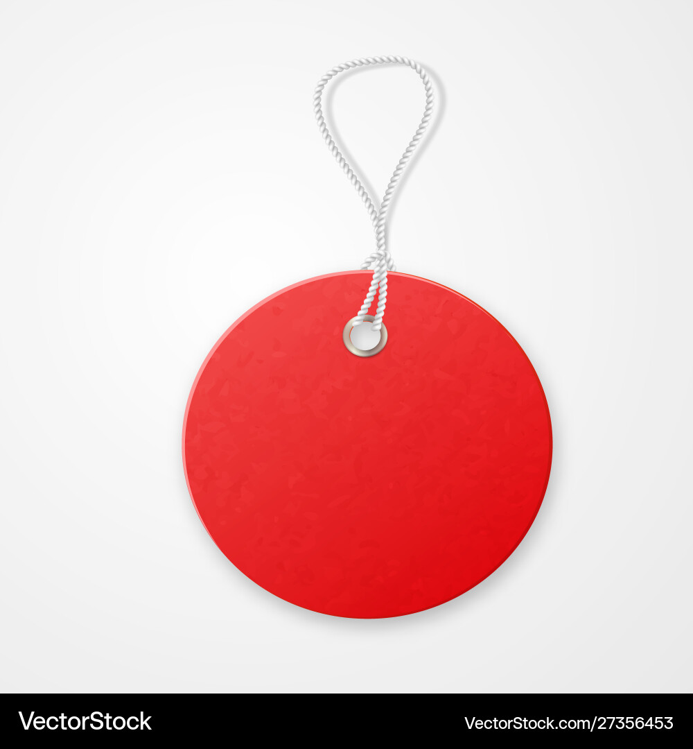 Red realistic textured sell tag with rope Vector Image