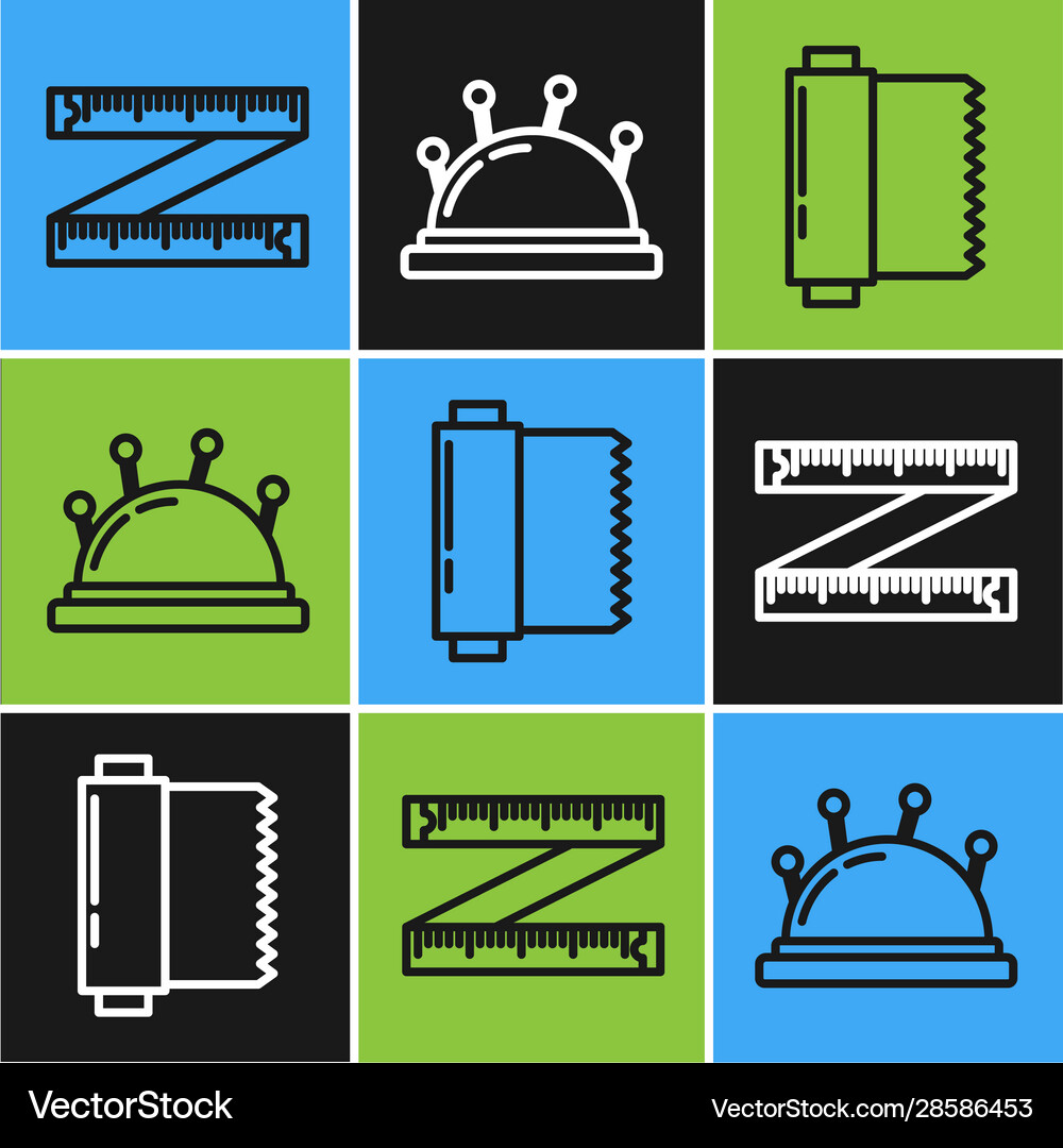 Set line tape measure textile fabric roll Vector Image