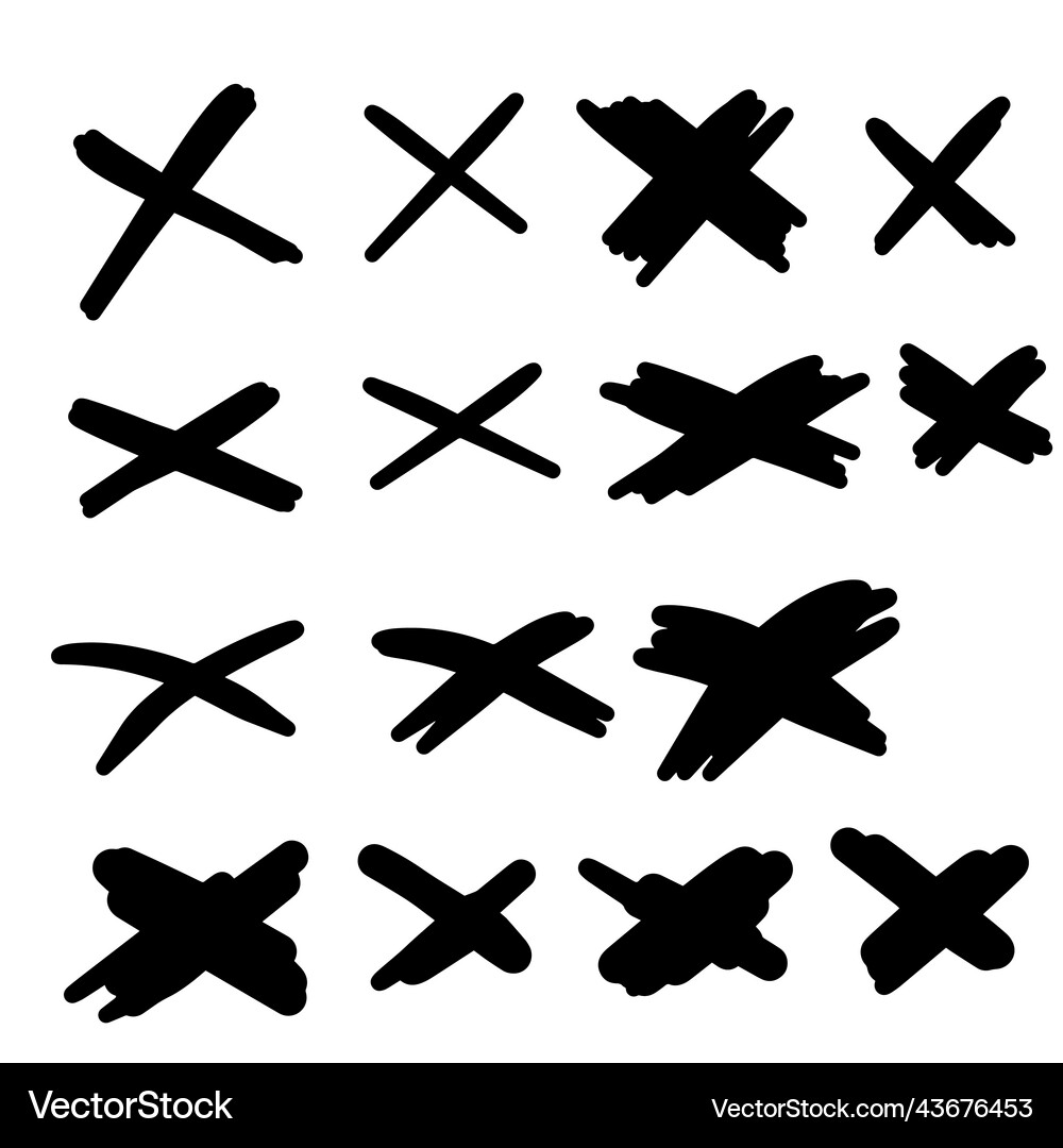 Set of doodle crosses Royalty Free Vector Image