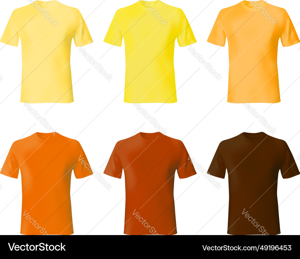 Shirt design template set men t yellow Royalty Free Vector