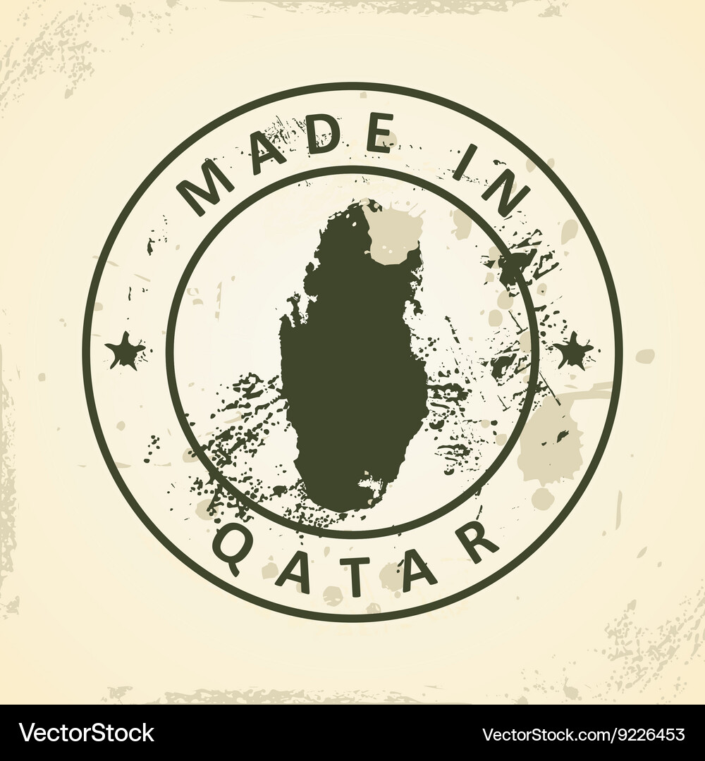 Stamp with map of qatar Royalty Free Vector Image