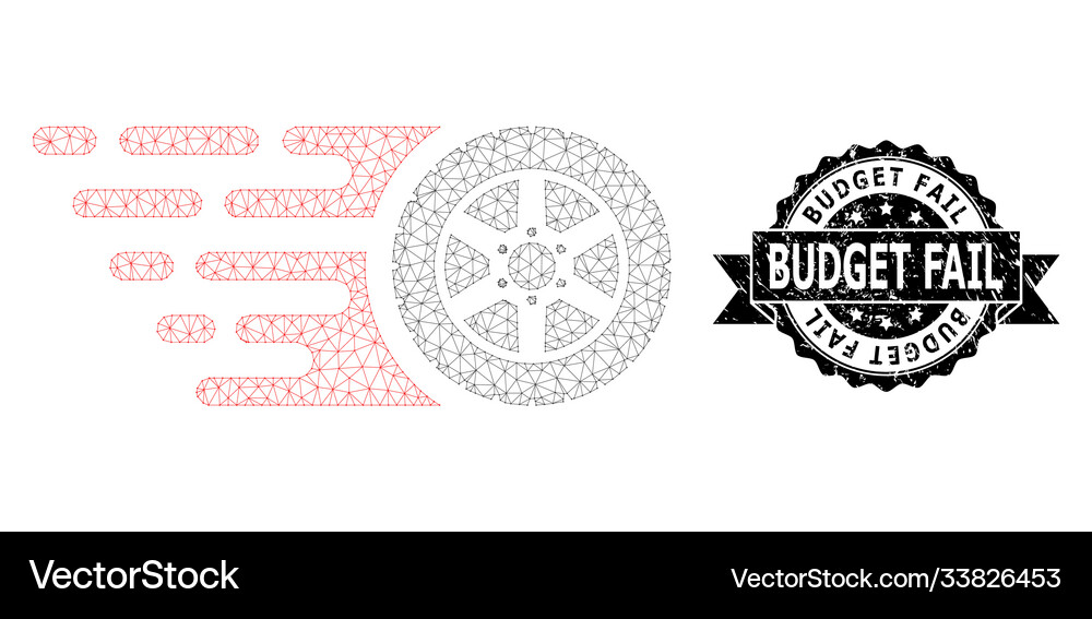 Textured budget fail ribbon stamp and mesh Vector Image