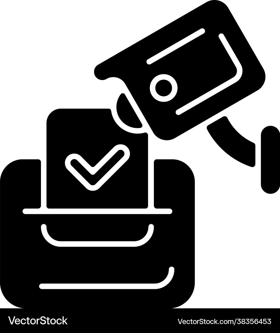 Video election observation black glyph icon Vector Image