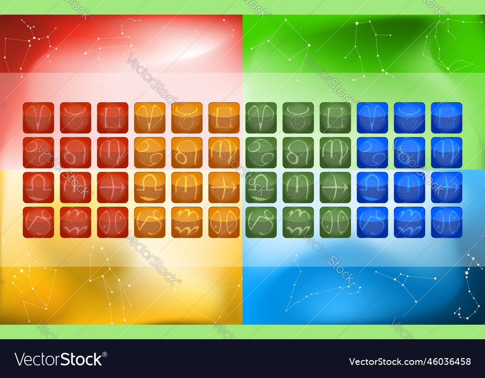 12 constellation colorful icon set 4 colors Vector Image