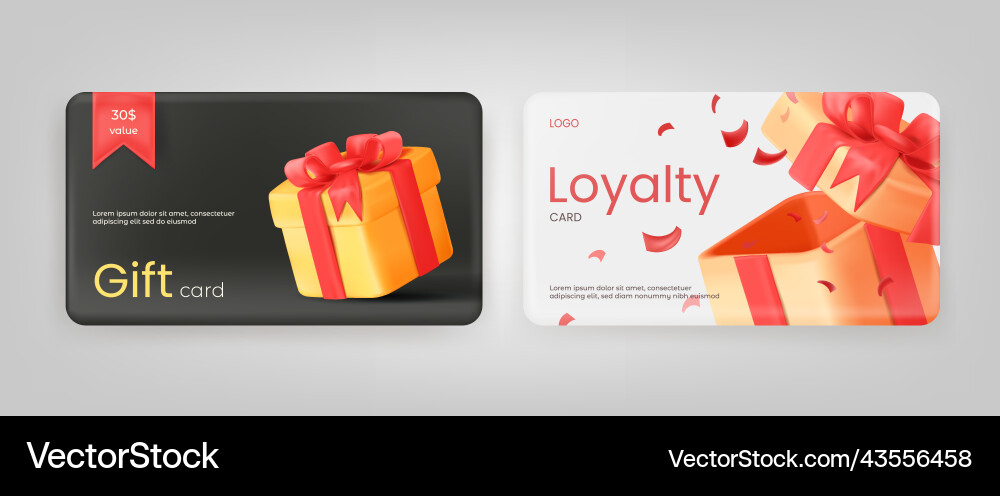 3d reward card gift bonus cards loyalty program Vector Image