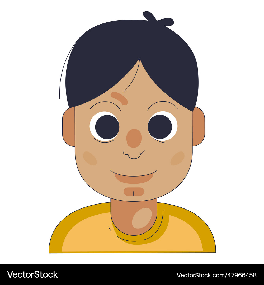 Central parting broun skin serious boy Royalty Free Vector