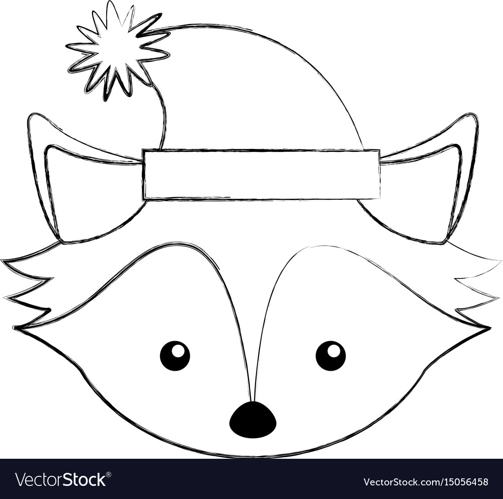 Christmas fox face cartoon Royalty Free Vector Image