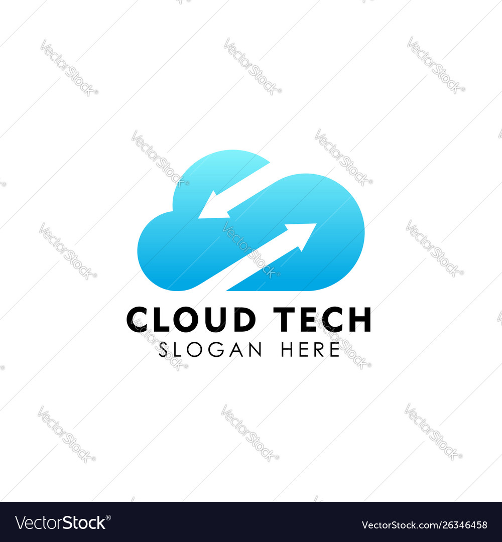 Cloud tech logo design template sync Royalty Free Vector