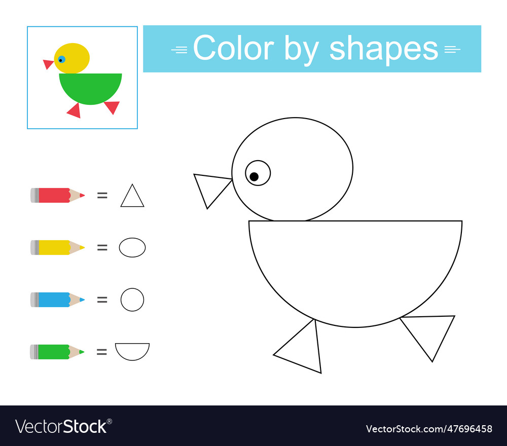 Coloring pages color by shapes Royalty Free Vector Image