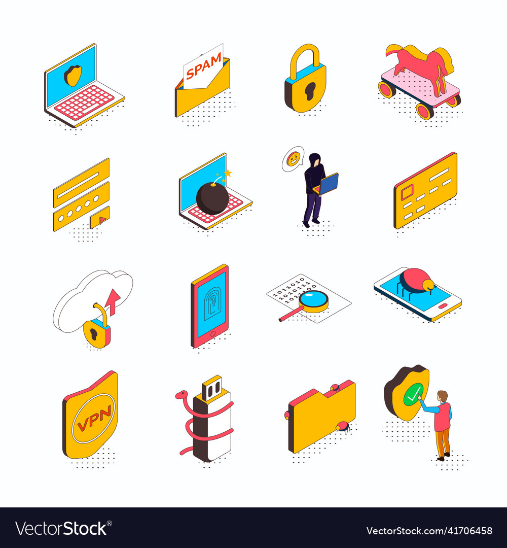 Cyber security isometric icons Royalty Free Vector Image Cyber security isometric icons Royalty Free Vector Image