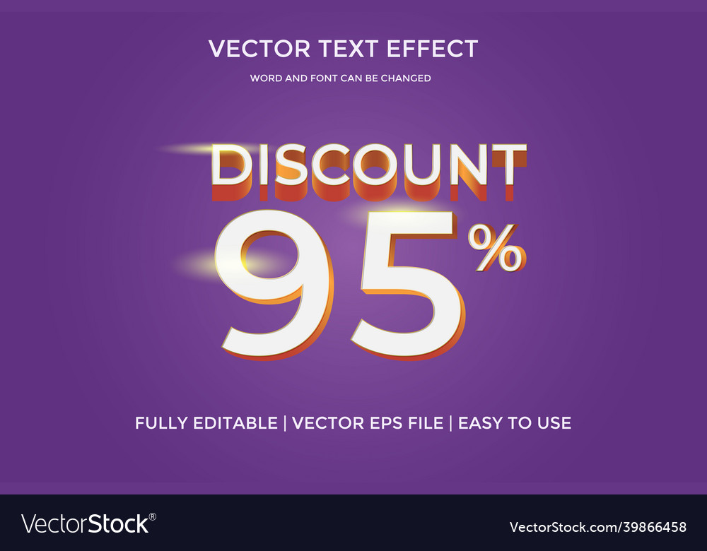 Discount text effect editable Royalty Free Vector Image