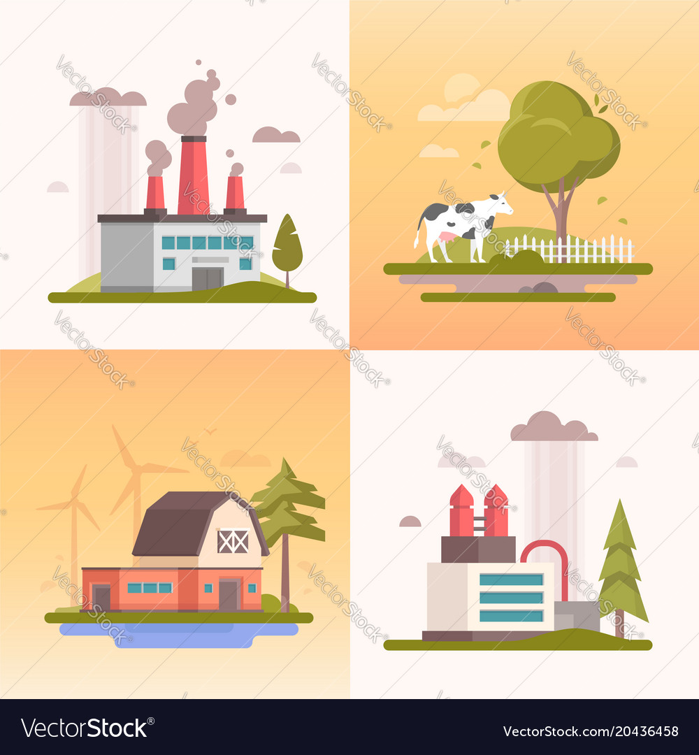 Ecology - set of modern flat design style Vector Image