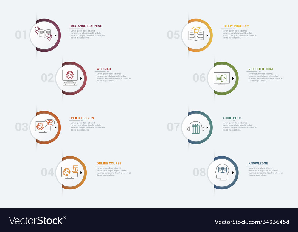 Infographic e-learning template icons in Vector Image