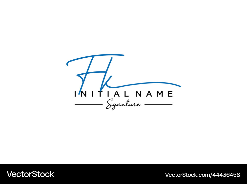 Initial fk signature logo template hand drawn Vector Image