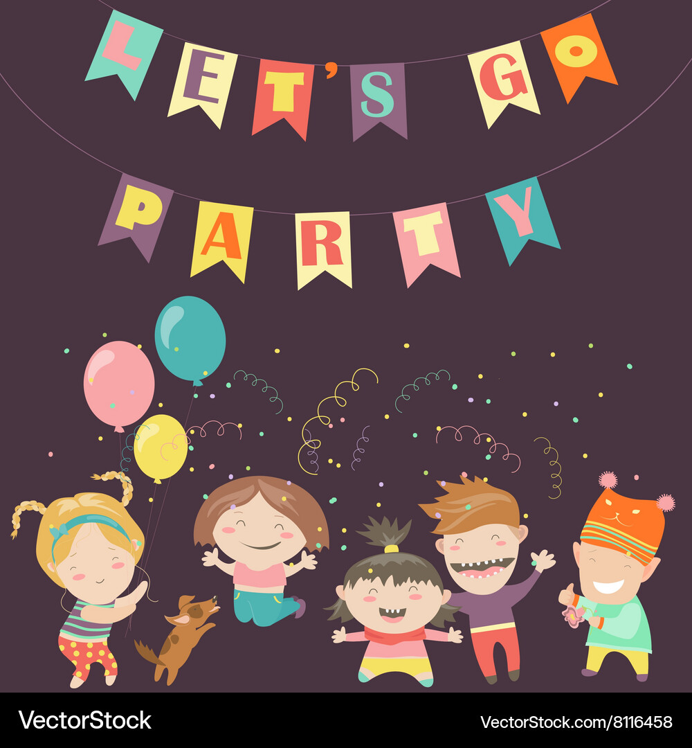 Kids celebrating birthday Royalty Free Vector Image