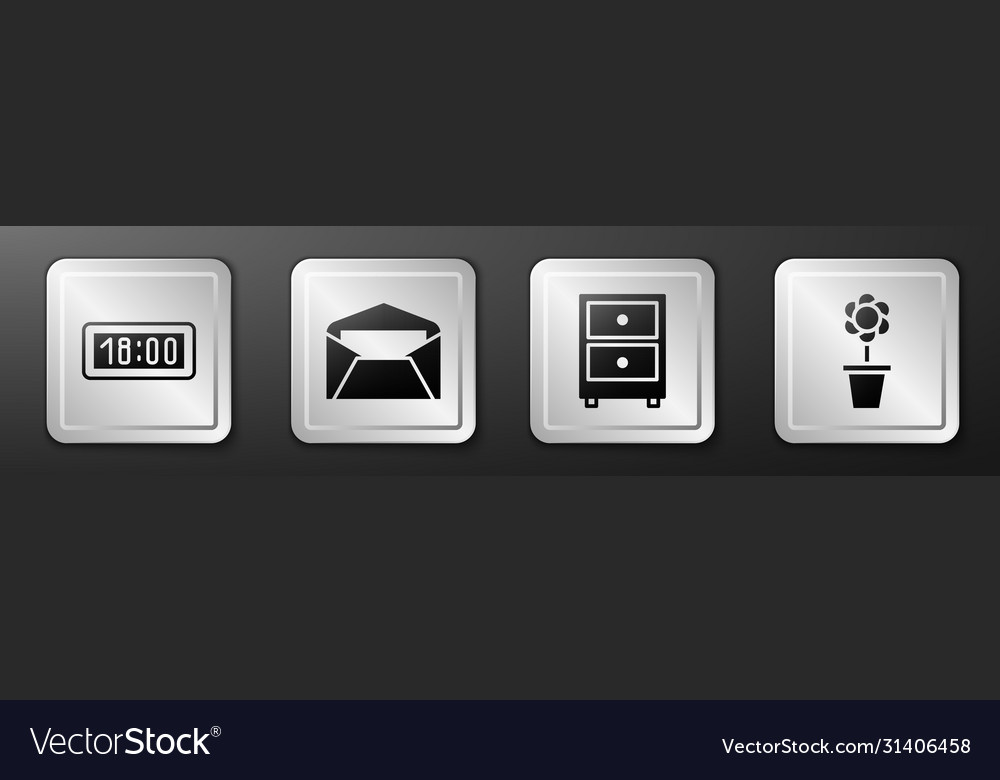 Set digital alarm clock envelope drawer Royalty Free Vector Set digital alarm clock envelope drawer Royalty Free Vector