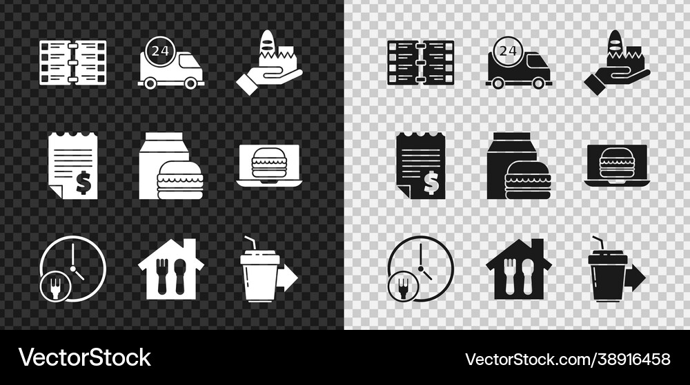 Set restaurant cafe menu fast delivery car Vector Image