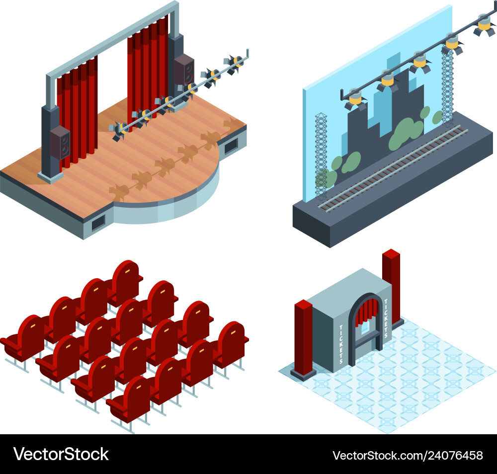 Theater stage isometric opera ballet hall Vector Image