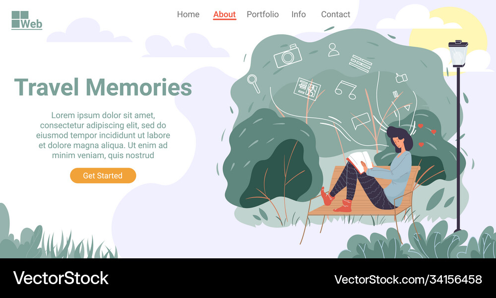 Travel book for good memory landing page design Vector Image