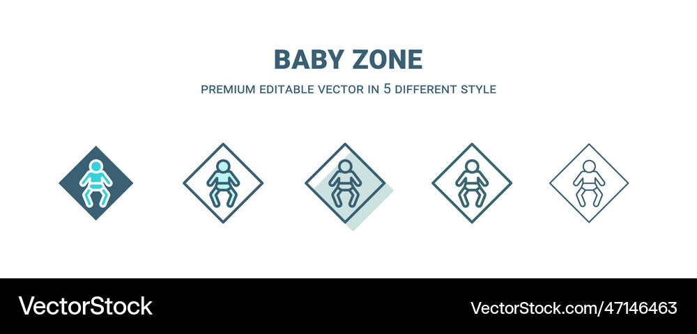 Baby zone icon in 5 different style outline Vector Image