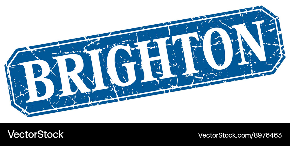 Brighton blue square grunge retro style sign Vector Image