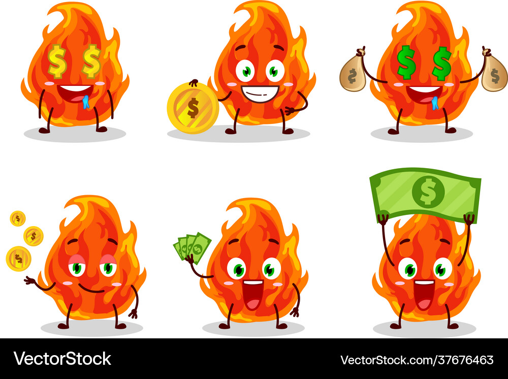 Fire cartoon character with cute emoticon bring Vector Image