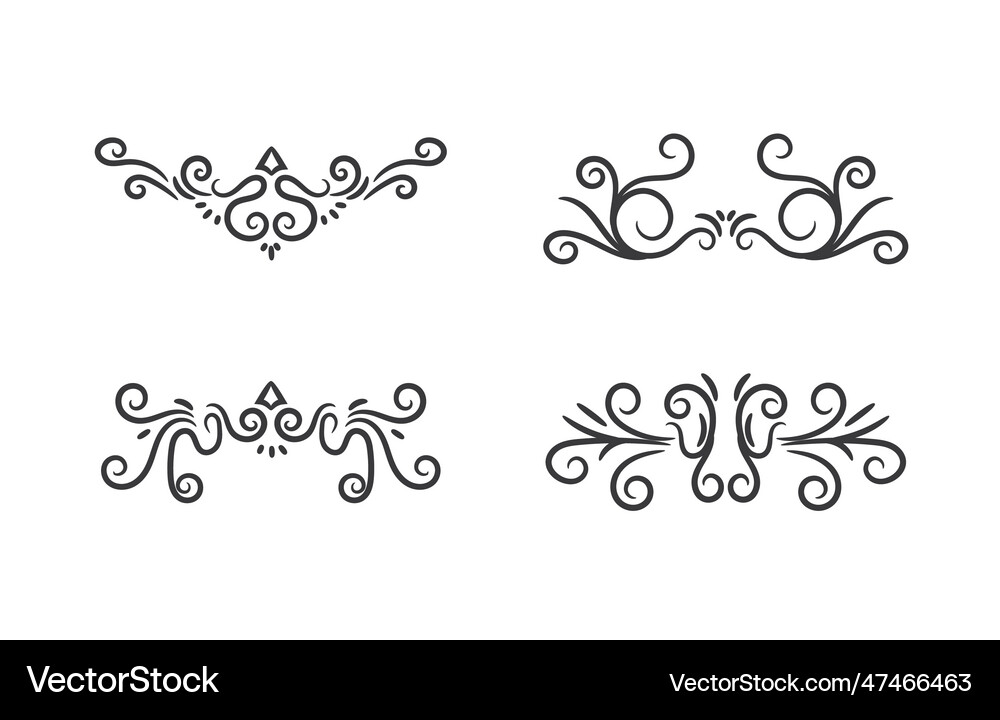 Hand drawn art swirl frame borders ornament set Vector Image