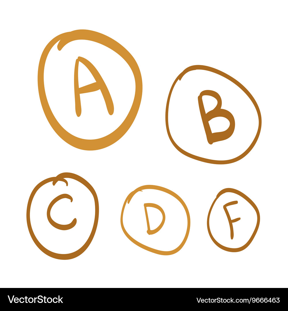 Hand drawn grades set of gold Royalty Free Vector Image