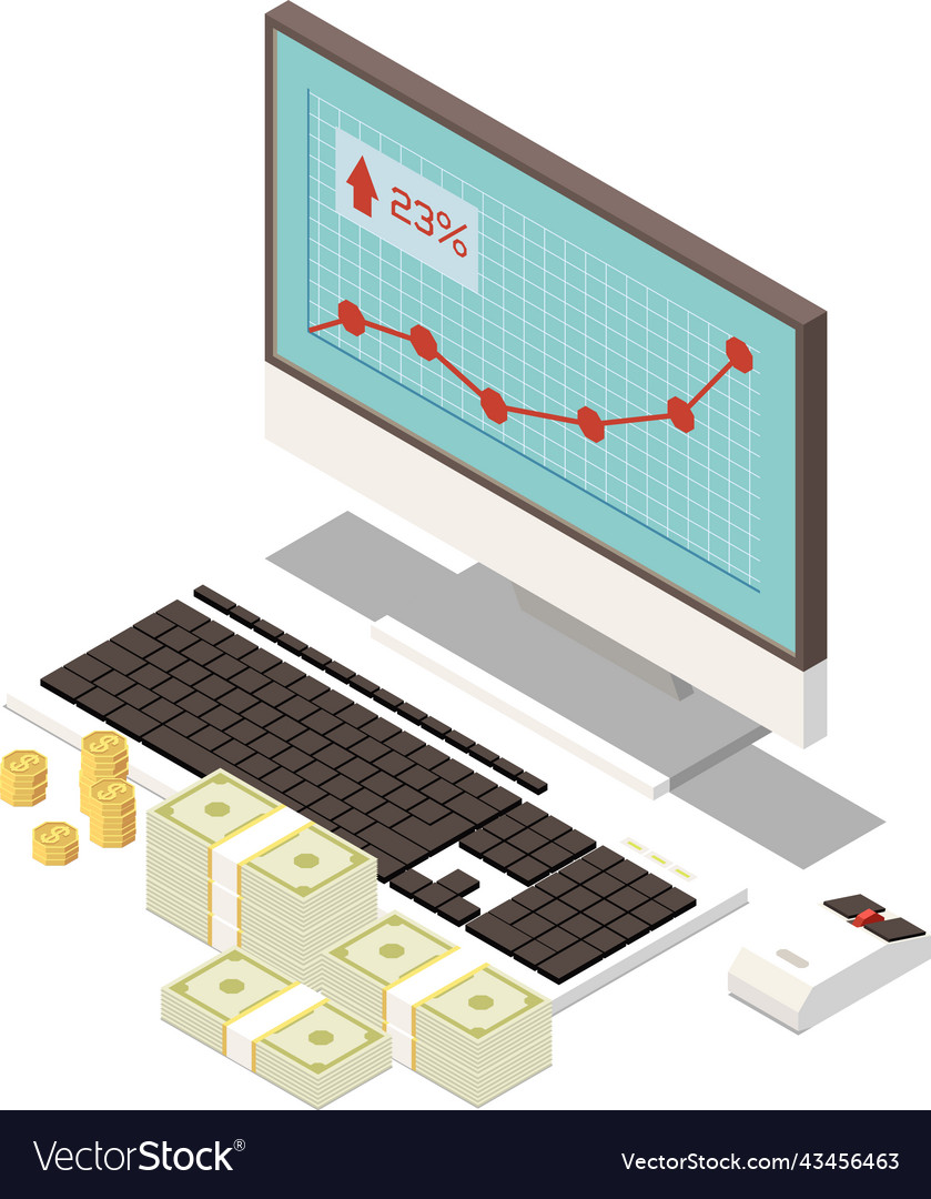 Money computer graph composition Royalty Free Vector Image