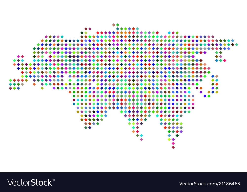 Multi colored dot eurasia map Royalty Free Vector Image