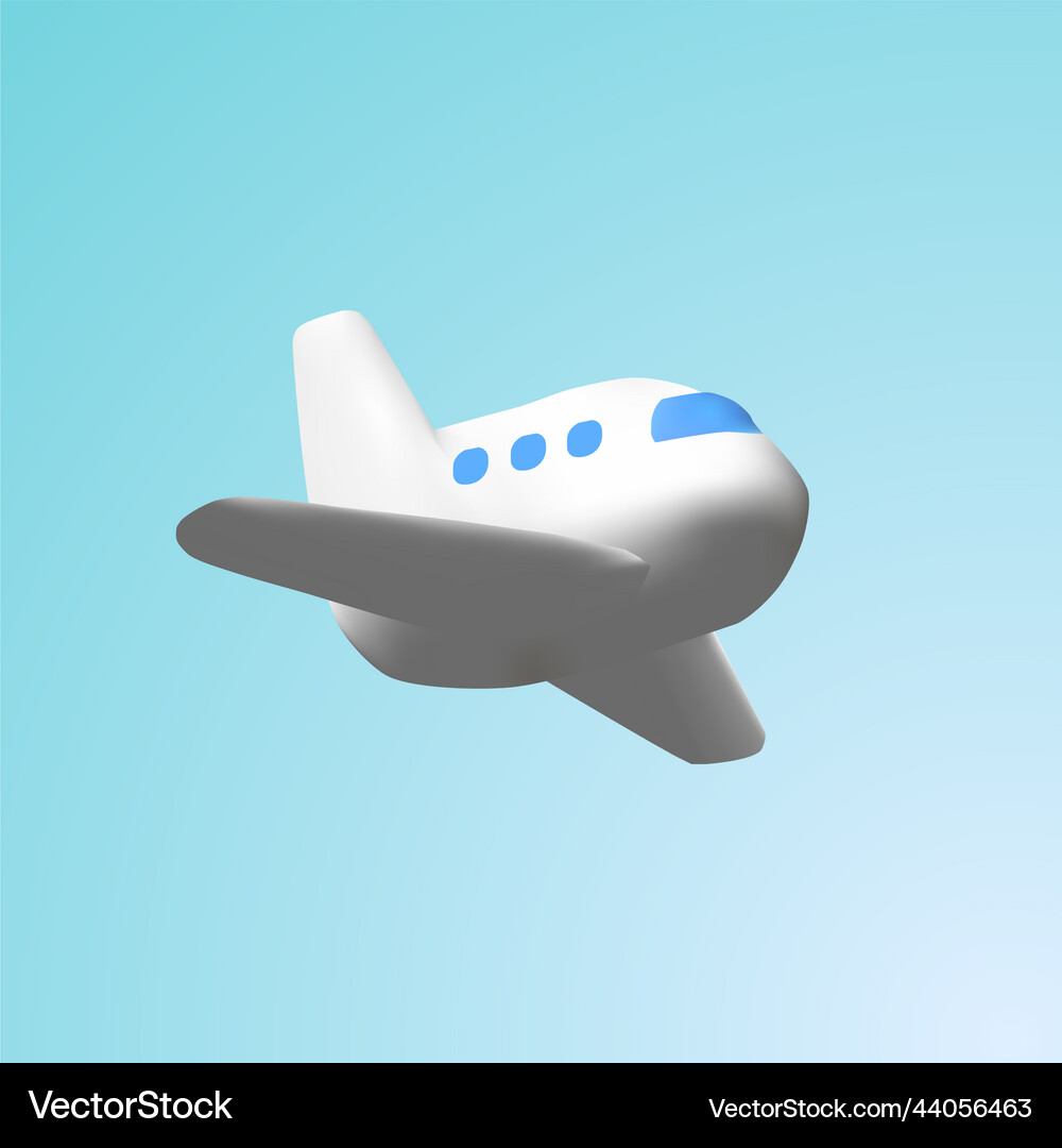 Plane 3d icon cartoon white passenger 3d Vector Image