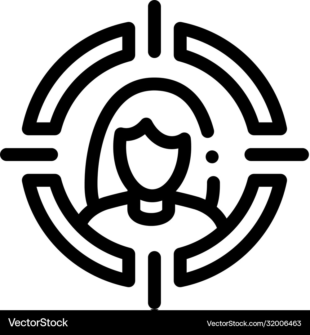 Woman in target aim icon outline Royalty Free Vector Image